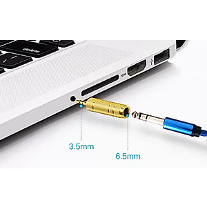 1/4 to 3.5mm Adapter, 1/8 to 1/4 Headphone Adapter Male to Female Connector, 6.35mm to 3.5mm Auxiliary Audio Adapter, 2 Pack