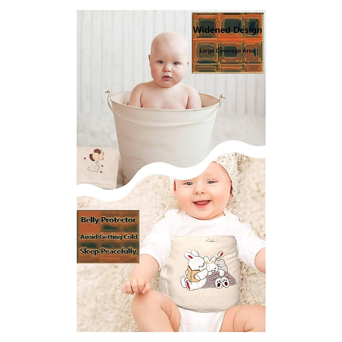 Donhoo Widens Pure Cotton Baby Warm Belly Band, Swaddle Belt, Sleeps to Prevent Cold, Pervent Diarrhea, Suitable for Babies Aged 0-10(Pattern: Bath Elephant), L:33.4x13.8in