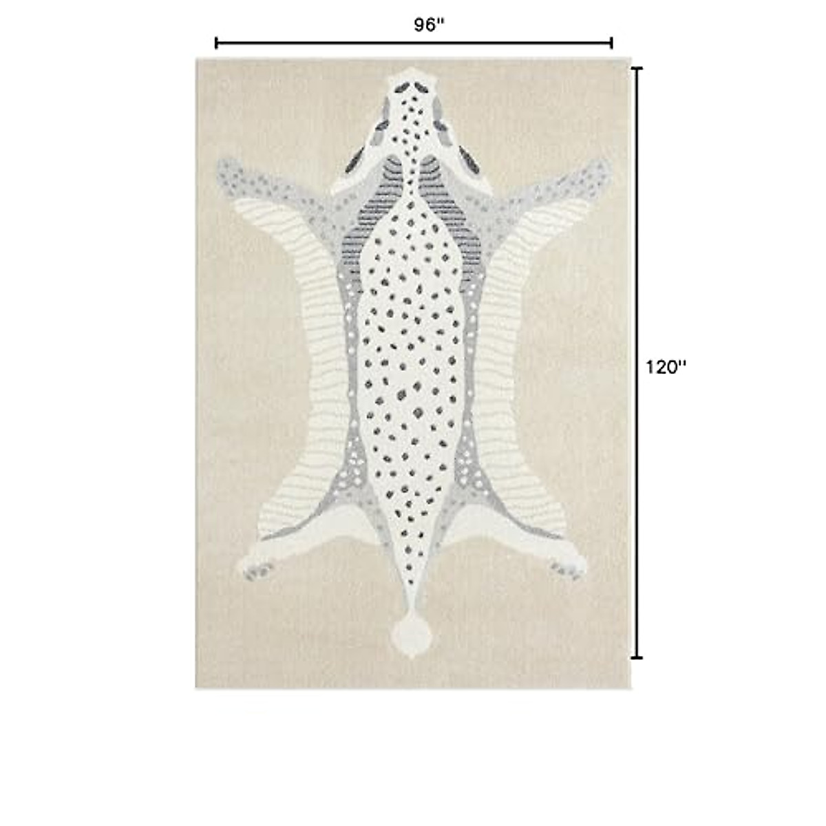 Abani Nuevo Collection Area Rug -Modern Ivory/Beige Faux Hide Design -7'9" x 10'2" - Easy to Clean - Durable for Kids and Pets - Non-Shedding - Medium Pile - Soft Feel - Living Room, Bedroom & Office