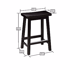 Amazon Basics Solid Wood Saddle-Seat Kitchen Counter-Height Stool - 2-Pack, 24-Inch Height, Black