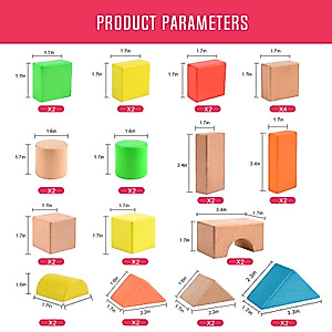 Large Wooden Building Blocks Set - Educational Preschool Learning Toys with Carrying Bag, Toddler Blocks Toys for 3+ Year Old Boy and Girl Gifts