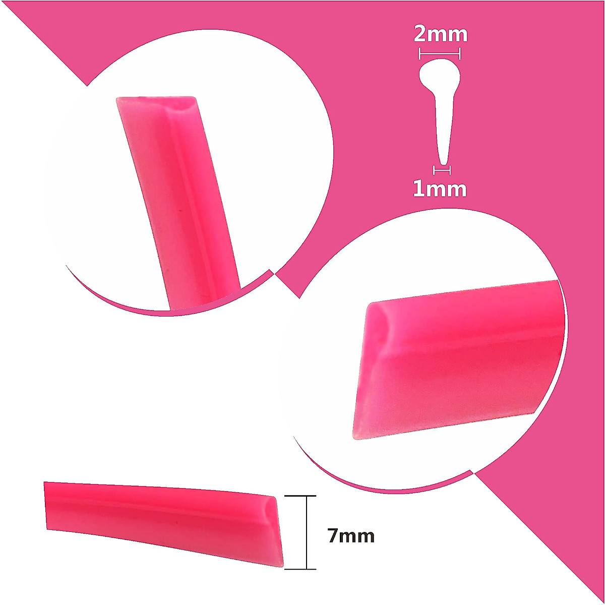 TIKUN TECH Pink Car Interior Decorative Molding Door Panel Gap Trim Strip (23Ft)