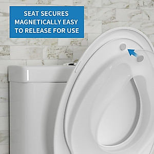 Hibbent Potty Training Toilet Seat, Built-in Magnetic Seat, Lid with Cover, Never Loosen and Slow Close Convertible Toilet Seat for Kids, Adult and Child (White, Elongated)