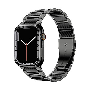 iiteeology Carbon Band Compatible with Apple Watch 49mm 45mm 44mm 42mm, Upgraded Light Genuine Carbon Fiber Band with Stainless Steel Clasp for Men, Black