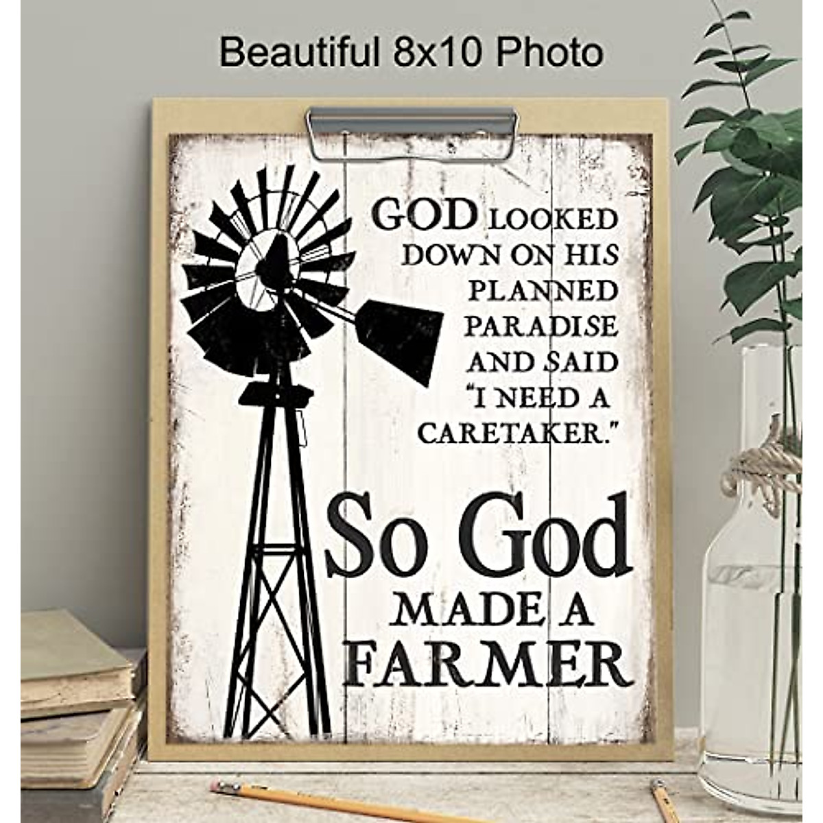 So God Made a Farmer Wall Decor - 8x10 Farm Poster - Farm Wall Art Sign - Farm Pictures - Farm Wall Decor for Living Room, Kitchen - Christian Religious Gifts - Farmhouse Decor - Paul Harvey
