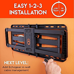 ECHOGEAR Full Motion TV Wall Mount & Sound Bar Mounting Bracket - for Big TVs Up to 90" - Height Adjustable Soundbar Mount