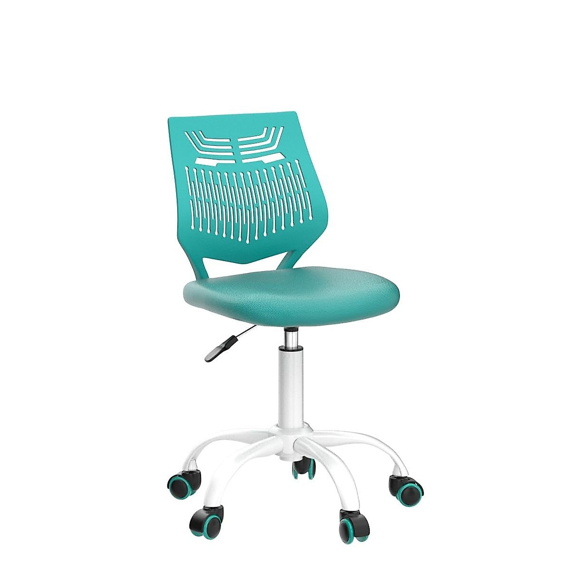 HOTATA Kids Desk Chair, Children Study Swivel Chair with Adjustable Height, Lumbar Support, Rolling Castor, Mesh Seat, Ergonomic Boys and Girls Task Student Chair for 5-12 Years Old Kids, Aqua