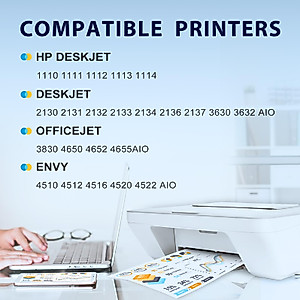 MYCARTRIDGE 63XL Remanufactured Ink Cartridge Replacement for HP 63XL 63 Ink Cartridge (1 Black, 1 Color) Combo Pack use with HP Envy 4520 4512 OfficeJet 4655 5255 3830 Printer 63XL Ink cartridges