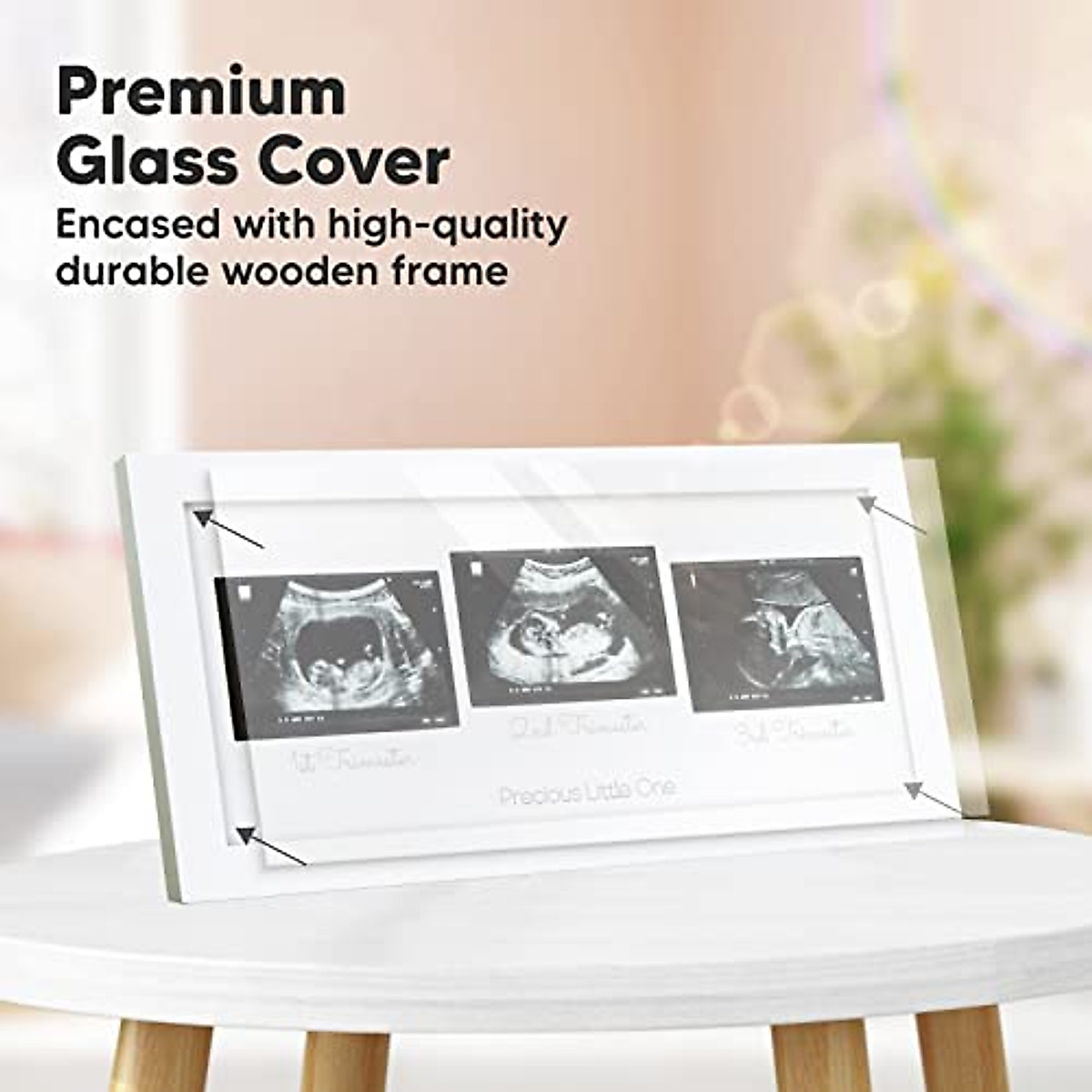 Sonogram Picture Frame - Trio Ultrasound Picture Frames For Mom To Be Gift - Baby Ultrasound frame - Pregnancy Announcements Sonogram frame - Baby Nursery Decor, Pregnant Mom Gifts (Alpine White)