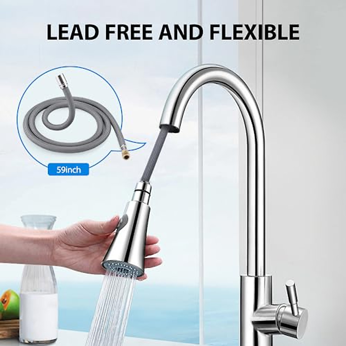 Kitchen Faucet Replacement Hose Compatible with American Standard M922367-007220A, 59-Inch Pull Down Spray Hose (M922367-007220A faucet hose)