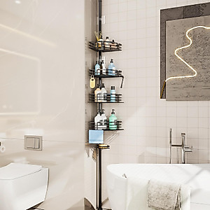 Consumest Corner Shower Caddy Accessories - 3 Adhesive Hooks and 4 Buckles