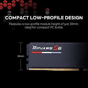 G.SKILL Ripjaws S5 Series (Intel XMP 3.0) DDR5 RAM 64GB (2x32GB) 5600MT/s CL36-36-36-89 1.25V Desktop Computer Memory UDIMM - Matte Black (F5-5600J3636D32GA2-RS5K)
