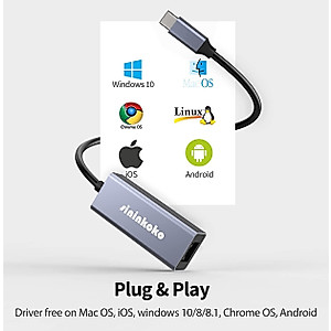 USB C to Ethernet Adapter, sininkoko Driver Free USB C to 100/1000 Gigabit Ethernet LAN Network Adapter,Compatible for MacBook Pro , MacBook Air, iPad Pro, Dell XPS and More