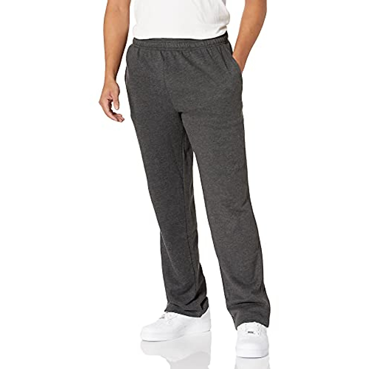Amazon Essentials Men's Fleece Open Bottom Sweatpant (Available in Big & Tall), Charcoal Heather, Large