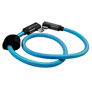KONDOR BLUE 20" Straight USB C 3.1 GEN 2 10 Gb/s 100W | Dual Right Angle Braided Cable for 8K Data and Power Delivery