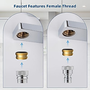 2pcs Portable Dishwasher Faucet Adapter, Sink Faucet Adapter Connection for Dishwasher, Can Be Used As Faucet Aerator, 15/16-27 Male Outside and 55/64-27 Female Inside, Chrome