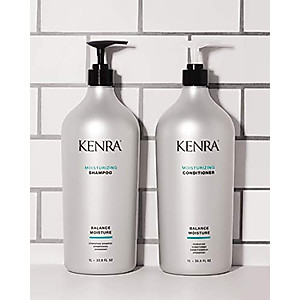 Kenra Moisturizing Shampoo | Balance Moisture | Hydrates For Smooth, Soft, & Shiny Hair | Improves Manageability By Over 50% | Increases Softness & Shine | All Hair Types | 33.8 fl. Oz (Set)