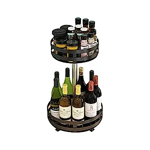 Lazy Susan Cabinet Organizer 17" Black Lacquer Turntable Organizer Rotating Spice Rack Kitchen Storage Cosmetic Makeup Organizer for Pantry, Countertop, Fridge, Dresser, Bathroom