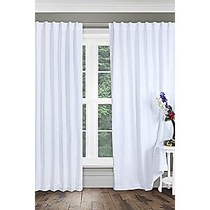 HOMIDATE Farmhouse Cotton Curtains 50"x84" – White in Khadi Textured with Tab top Style - Ideal for Window, Bathroom, and Living Room Décor