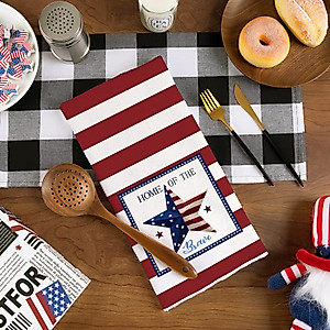 AnyDesign Patriotic Kitchen Dish Towel 18 x 28 4th of July Stars Stripes Dishcloth American Flag Decorative Hand Drying Tea Towel for Independence Day Memorial Day Cooking Baking, 4Pcs