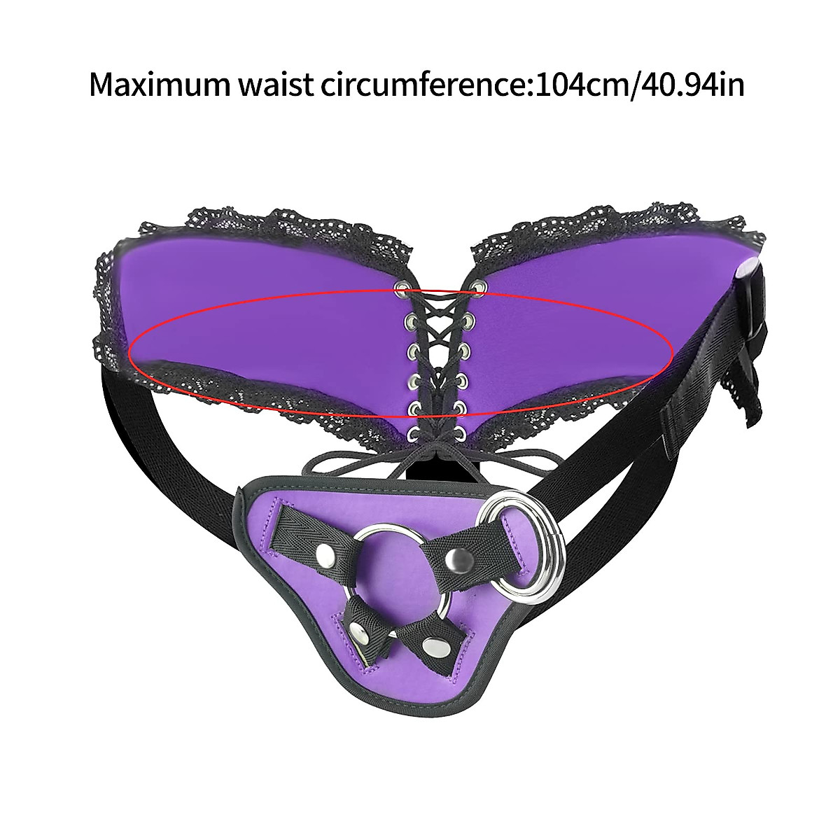 Strap-on Harness Adjustable Adult Sex Toy with 3 Different Sized O-Rings Suction Cup Dildo Compatible Harness,Accommodates up to 59" Waist