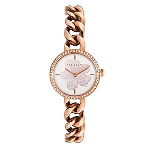 Ted Baker Women's Quartz Stainless Steel Strap, 12 Casual Watch (Model: BKPMSS2049I),Rose Gold/Cream
