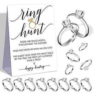 Minimalist Ring Hunt Game,Bridal Shower Decoration,Wedding Shower Game,Engagement Party Games,Bachelorette Scavenger Hunt,Bridal Shower Favors for Guest,Hidden Game,Plastic Rings for Bridal Shower-J6
