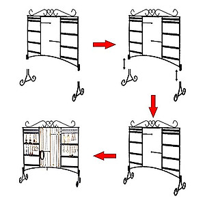 ComCreate Jewelry Organizer Stand with Removable Foot Large Capacity Jewelry Stand with 80 Holes/10 Hooks and 2 Crossbars