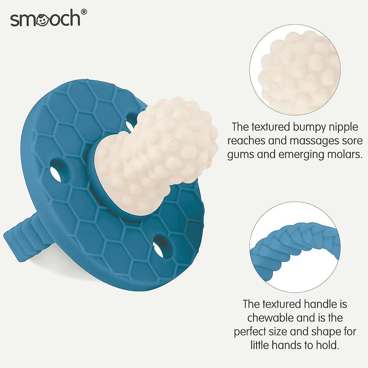 Soothipop Silicone Pacifier Teething Toys for Babies 0-6 Months 12, 18 Months - Pacifier Shaped Baby Teether, Soft Teething Pacifiers for Babies Baby Teething Relief Flower (Rose Pink)