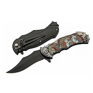 SZCO Supplies 8” Meiji Dragon Assisted Open EDC Folding Knife With Pocket Clip