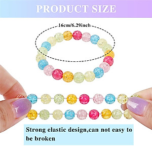 BGSHEMNI 6 Pieces Princess Bracelets,Rainbow Stretchy Bead Bracelets Pink Love Bracelet,Girls Costume Jewelry Set