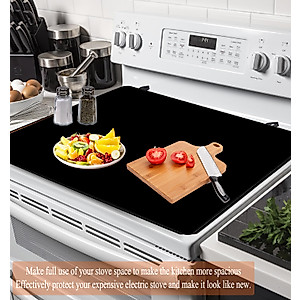 Stove Top Covers, Extra Large Stove Top Cover for Electric, Anti-Slip Waterproof Flat Top Oven Cover Mat Electric Cooktop Cover Protector,Ceramic Glass Stove Top Protector Mat 28.5" X 20.5" Black
