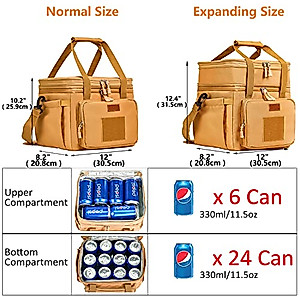 KumYamLO Tactical Lunch Box for Men 16L,Large Insulated Waterproof Reusable Lunch Bag，Women,Work,Outdoor,Picnic,Finishing,Molle Webbing and Adjustable Shoulder Straps (brown)…