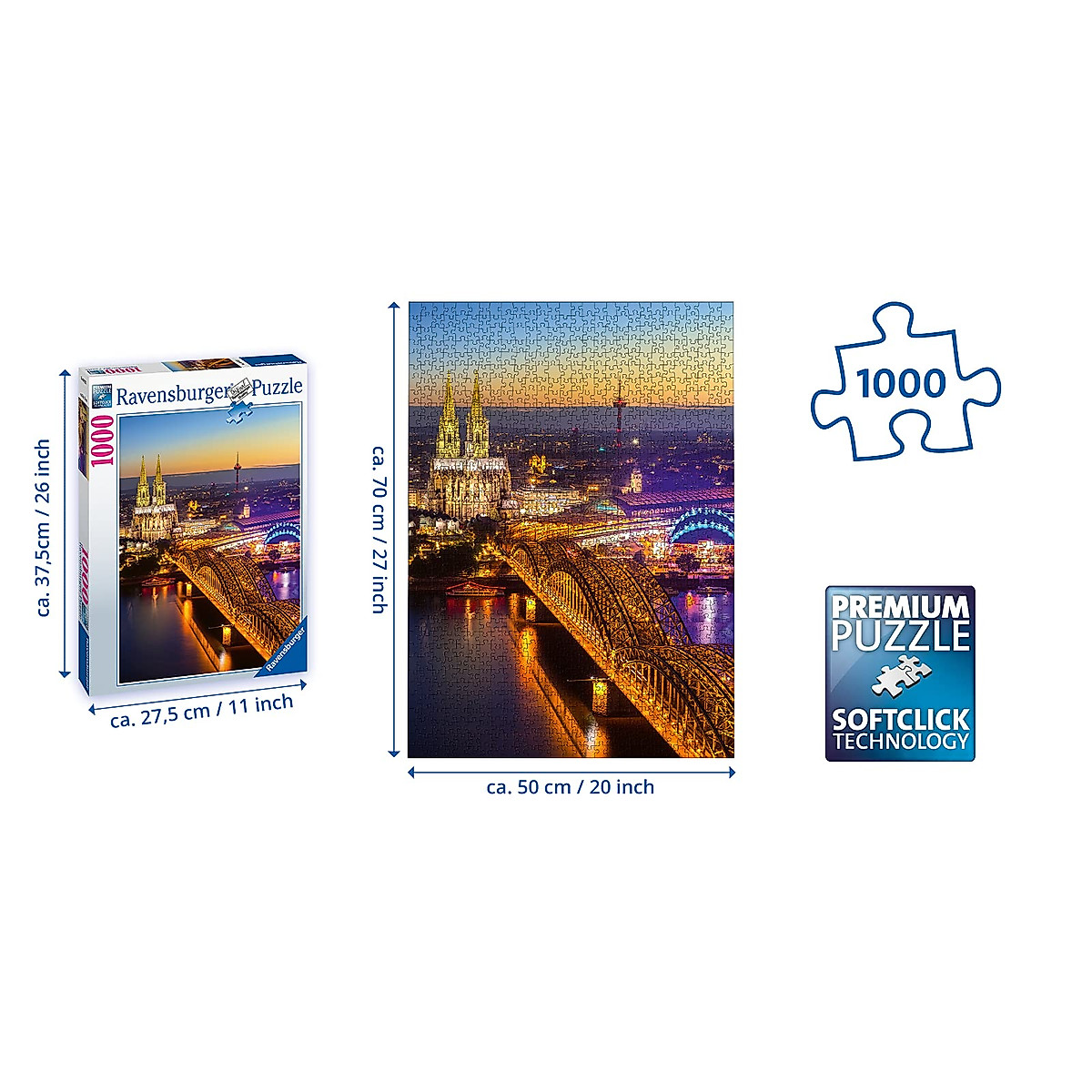Ravensburger Cologne by Night 1000 Piece Jigsaw Puzzles for Adults & Kids Age 14 Years Up - City Puzzle [Amazon Exclusive]