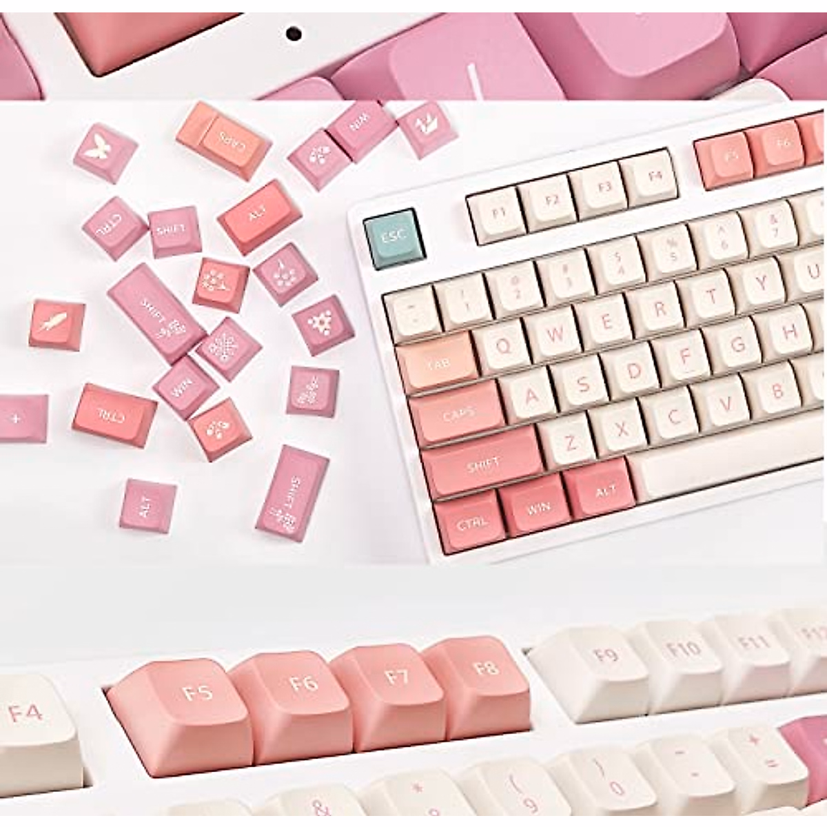 ILYCHEEGAMI PBT keycaps XDA Cute Pink keycaps Dye Sublimation Universal Mechanical Keyboard keycaps Compatible with Cherry MX switches,Gateron,Kailh TTC JWK Kawaii pbt keycap Set Keyboard keycaps