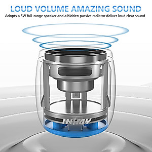 INSMY Small Bluetooth Speaker, Waterproof Mini Speakers Portable Wireless, Punchy Bass Rich Audio, Stereo Pairing, Handheld Pocket Travel Size Built-in Mic for Phone Laptop Tablet Gift (Blue)