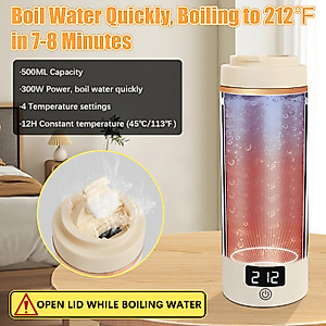 Electric Kettle For Travel Portable Small Kettle 0.5L（17 OZ), Fast Boiling Mini Water Kettle 316 Stainless Steel For Tea/Coffee, Hot Water Boiler with 4 Temperature,Auto Shut-Off,110V (Beige)