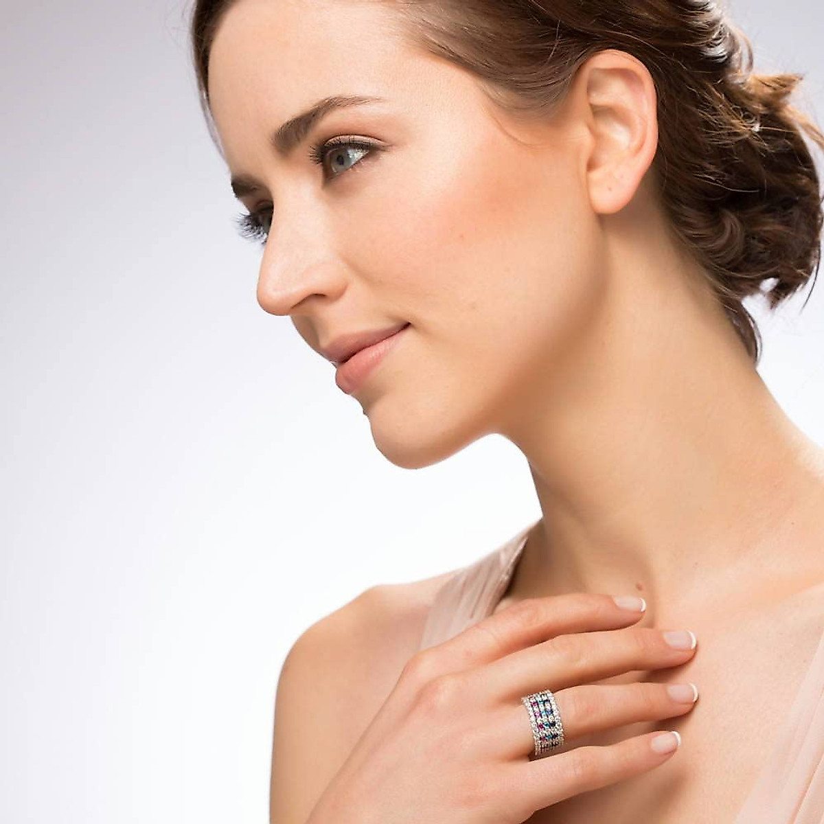 BERRICLE Sterling Silver Wedding Rings Simulated Blue Sapphire Pave Set Cubic Zirconia CZ Anniversary Eternity Ring for Women, Rhodium Plated Size 6