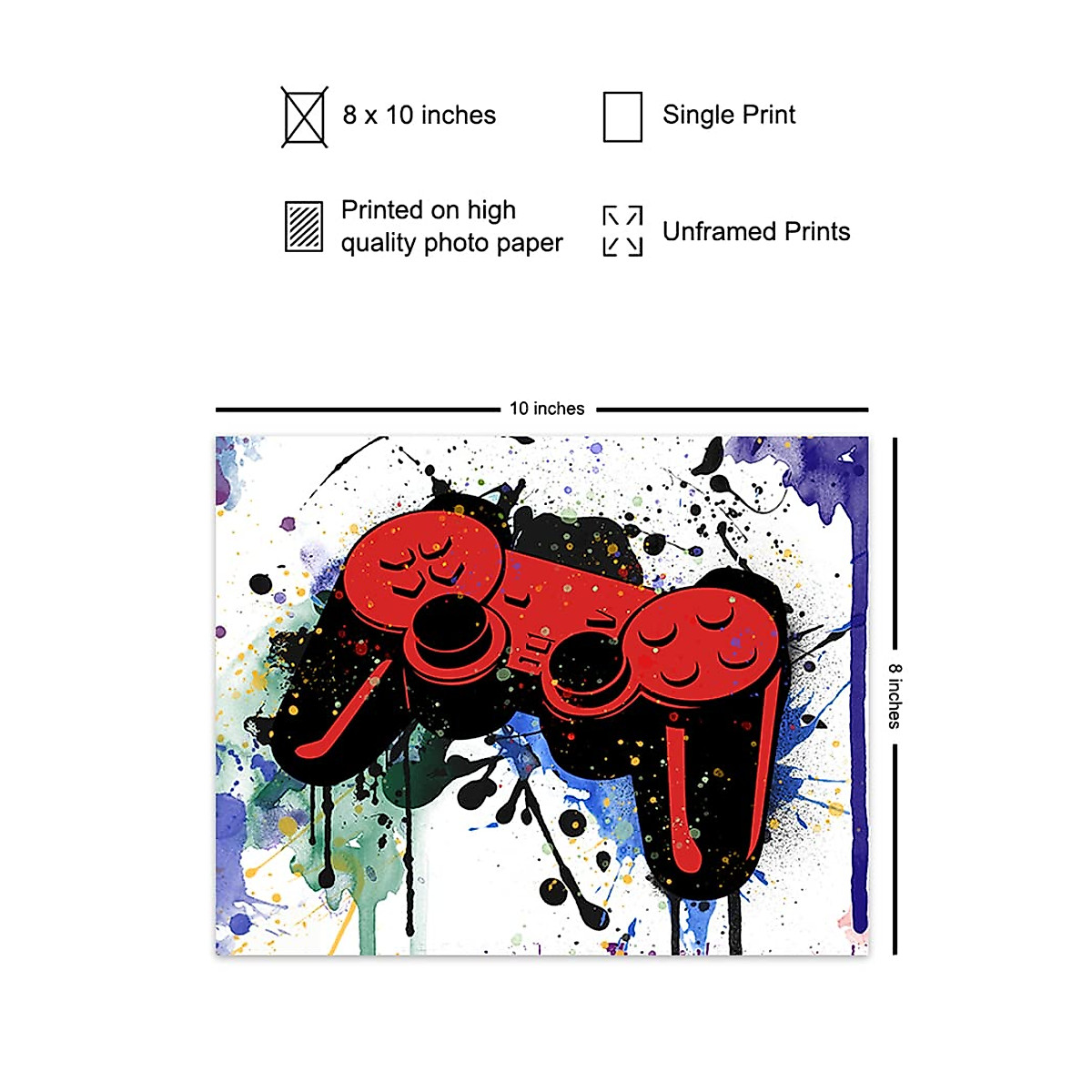 Game Room Decor - Remote Control Wall Art - Gaming Gifts for PC Gamer, Xbox, PS4, Playstation, Video Game, Arcade, Men, Teens, Kids - Man Cave, Dorm, Bar, Boys Bedroom - Urban Graffiti Posters