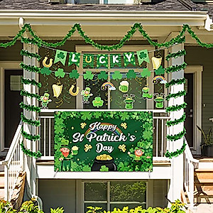 St Patricks Day Decorations, St Patricks Day Banner Decor, Large Saint Patricks Day Shamrock Photography Backdrop, 16.4FT St Patricks Day Garland, Hanging Swirls Irish Ornament for Garden Party Patio