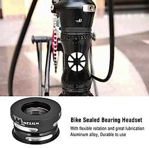Bike Headset, Aluminum Alloy Solid 44mm Internal Sealed Bearing Headset Accessory for Mountain Bike (Black)