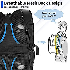 NUBILY Laptop Backpack with Cable Organizers Extra Large 17 Inch Travel Backpack Anti Theft College Business Mens Backpacks with USB Charging Port 17.3 Gaming Computer Backpack for Women Men Blue 45L