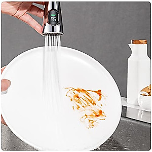 Kitchen Faucet Head Replacement, Pull Down Kitchen Faucet Sprayer Head Replacement, Faucet Head for Kitchen Sink Sprayer Replacement with Hydroelectric Tap Spout for G1/2 Connector, Chrome Plated