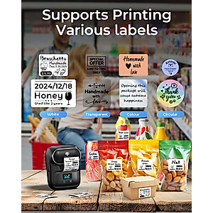 Phomemo M110 Label Makers - Portable Bluetooth Thermal Label Maker Printer for Barcode, Clothing, Jewelry, Retail, Mailing, Compatible with Android & iOS System, with 1pack 40×30mm Label, Black