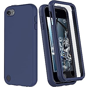 iPod Touch 7th/6th/5th Generation Case, iPod Touch Case, Shockproof Silicone Case [with Built in Screen Protector] Full Body Heavy Duty Rugged Defender Cover Case for iPod Touch 7/6/5 (Blue)