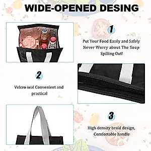 Yinkin 10 Pieces Insulated Lunch Bag Bulk Lunch Box Large Reusable Leakproof Tote Container with Aluminum Foil Employees Gift for Nurses Men Office Work School Beach Travel (Black)