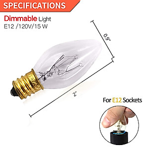 Betus [Original Replacement Long Lasting 15 Watt Dimmable E12 Socket Incandescent Candelabra Salt Lamp Bulb - Value Pack of 6(Warm Light)