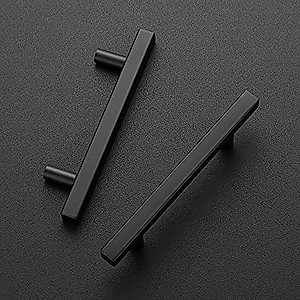 Ravinte 30 Pack 6'' Square Cabinet Pulls Matte Black Stainless Steel Kitchen Drawer Pulls Cabinet Handles 6”Length, 3-3/4” Hole Center