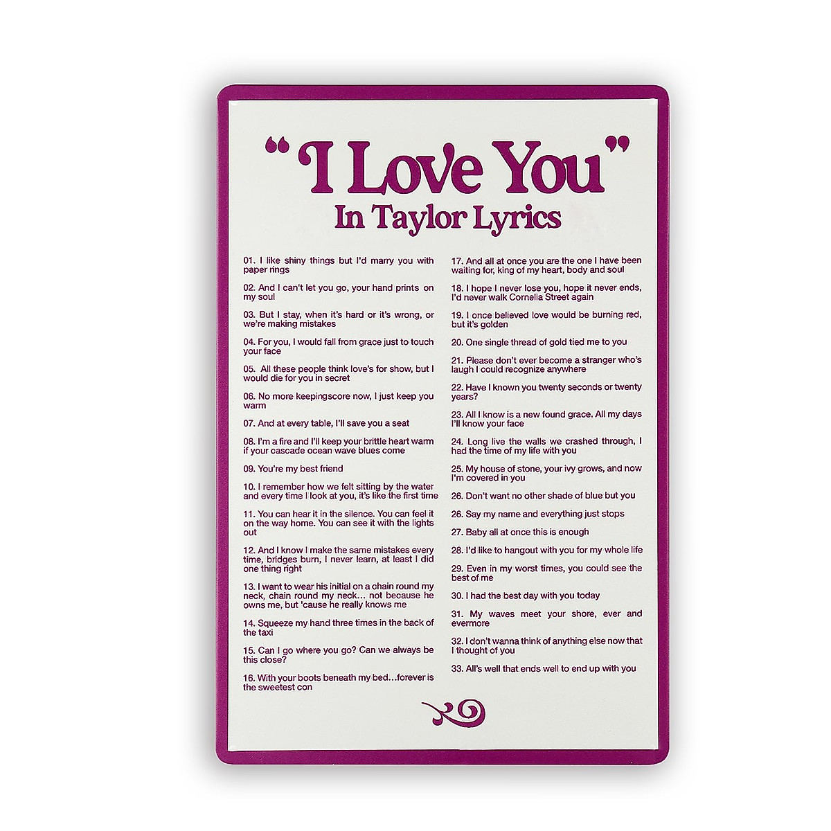 I Love You in Music Taylor Lyrics Metal Tin Sign Posters Merch Gift for Room Decor Aesthetic Music Album Taylor Wall Art 8X12Inch