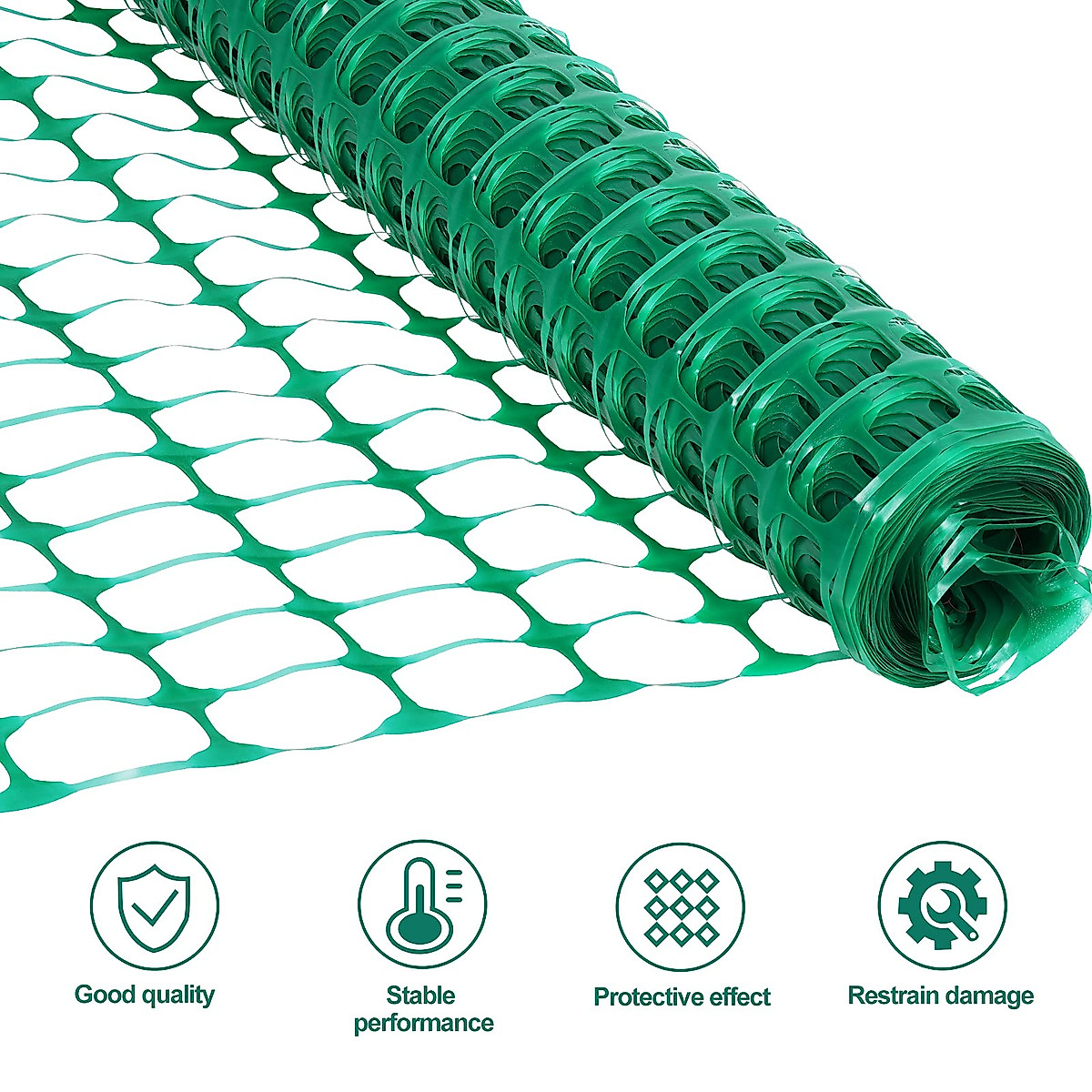 Temporary Garden Fence, Snow Fence, Plastic Safety Fence 4’ x100’ with 25 Steel Fence Stakes & Zip Ties –Temporary Fencing,Plastic Netting Mesh Barrier for Dogs Chickens, Small Animal and Plants